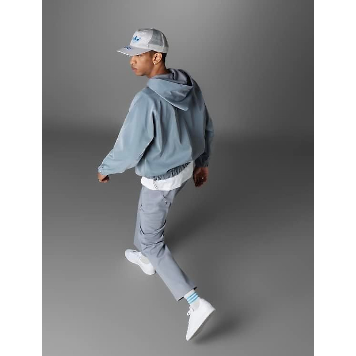 ADIDAS ORIGINALS UNISEX BLUE VERSION HIGH SHINE HOODIE, GREY (as1, alpha, l, regular, regular, LARGE)