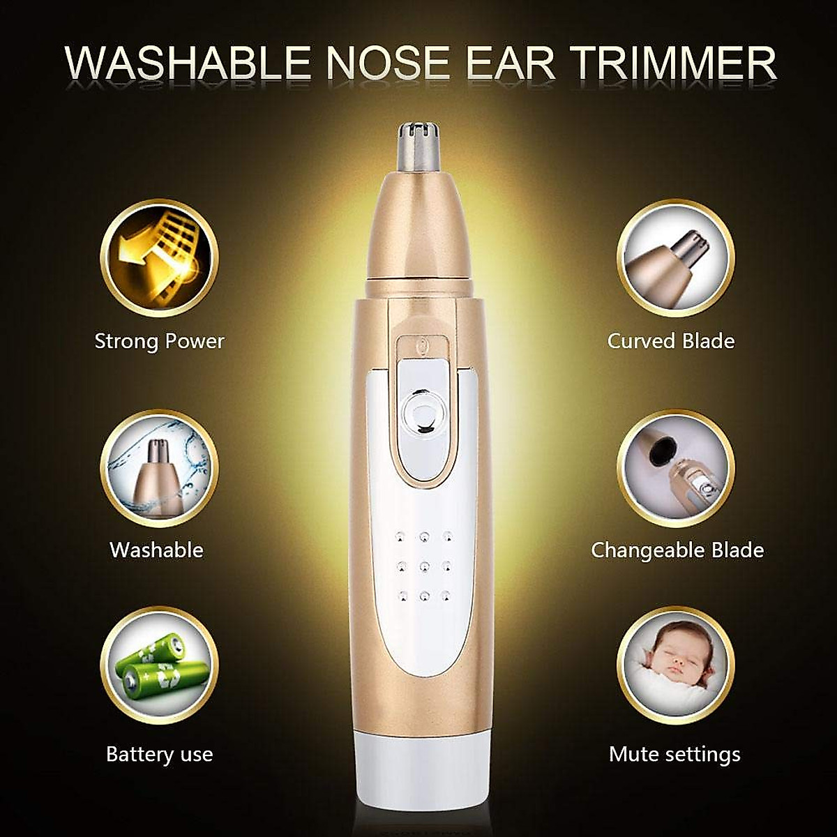 Silent Washable Nose Hair Trimmer, Nose Ear Trimmer, for Shaving Man Personal Care Supply Mini Hair Cutter