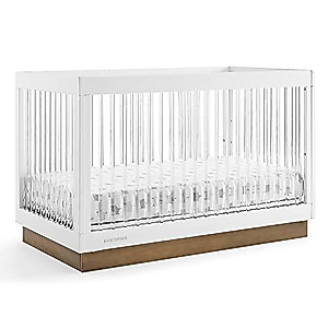 Delta Children James Acrylic 4-in-1 Convertible Crib - Greenguard Gold Certified, Bianca White/Acorn