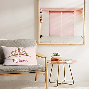 Personalized Princess Crown Pillowcase with Names Custom Text Printed Fun Bedroom Decor Pillow Cover for Children Girls Boys Men Women