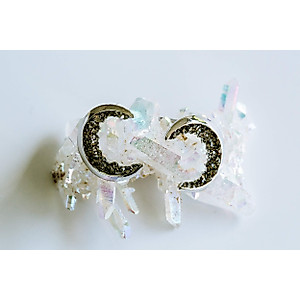 ONDAISY 20G 14K Rhodium Plated Black Cz Boho Gypsy Planet Half Sun Crescent Sailor Luna Moon Ear Studs Piercing Earrings