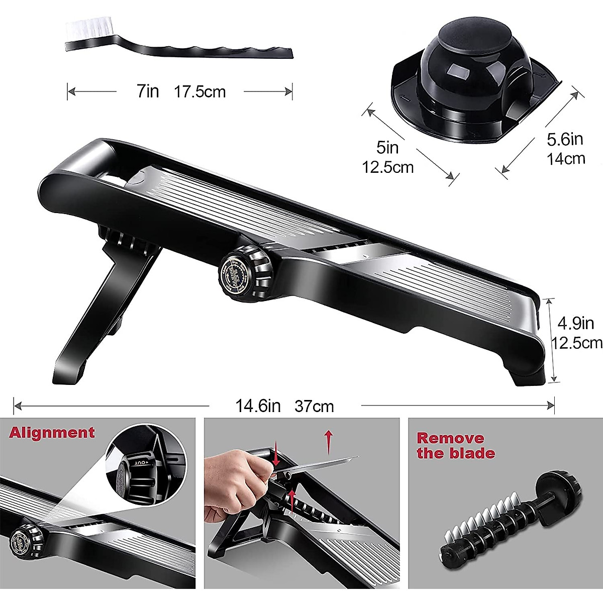 Masthome Professional Mandoline Slicer Stainless Steel Adjustable Blade,Food Cutter for Vegetable Fruit Cheese,Kitchen Food Blade Onion Cutter with Food Holder and Cut Resistant Glove