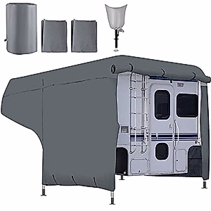 VEVOR RV Cover, 10'-12' Travel Trailer RV Cover, Windproof RV & Trailer Cover, Extra-Thick 4 Layers Durable Camper Cover, Waterproof Ripstop Anti-UV for RV Motorhome with Adhesive Patch & Storage Bag