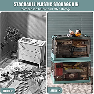 loobuu Foldable Plastic Storage Boxes with Latching Lids & wheels, Clear Storage Bins for Home & Office, Stackable Collapsible Organizer Container for Groceries, Toys, Books, Snacks Storage Case