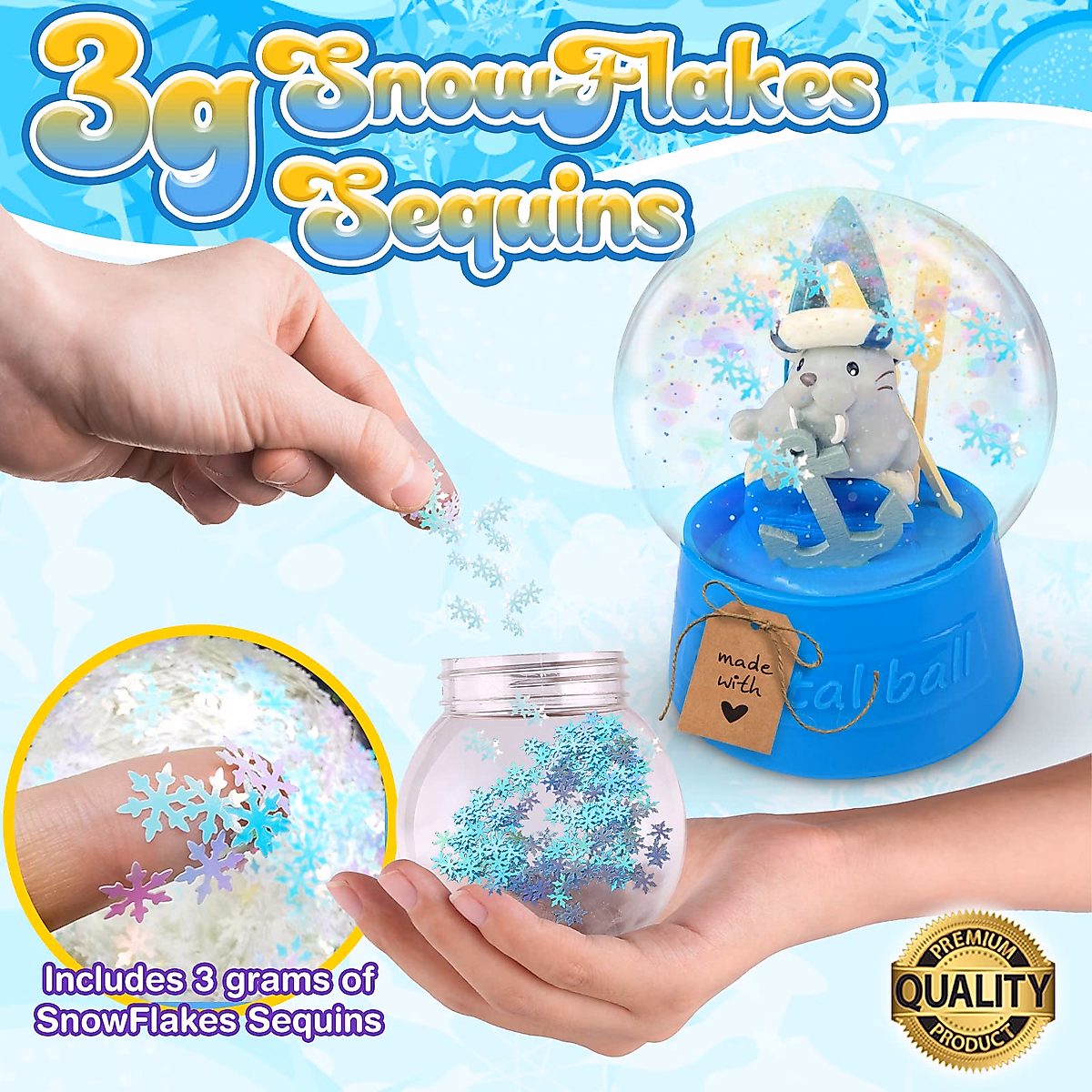 Peertoys Snow Globe Crafts for Kids - Activities Gifts for Teen Girls Ages 4-8 Arts Stem Project Games Unicorn Toddler DIY Toys & Materials Stuff with Clays Water Globes