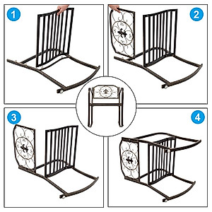 EBLSE Elegant Wrought Iron Porch Rocking Chair Outdoor Garden Single Iron Art Vintage Rocking Chairs (Black)