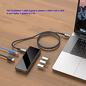 Zingther Full-Featured USB C Cable for Video, Data and 240W Fast Charging, 40Gbps Super Speed USB4.0 Cord and 8K 60Hz Monitor Link, Compatible with All Thunderbolt 3 and 4 - Silver/Black, 1m/3.3ft