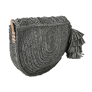 MAR Y SOL Lila Women's Crocheted Raffia Straw Flap Crossbody Bag O/S (Dove Grey)