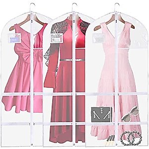3 PCS Garment Bags, Garment Bags for Dance Costumes, 50 Inch Garment Bags for Hanging Clothes with 7 Zipper Pockets, Garment Bags For Travel Storage, Dance Garment Bags for Dancers, Clear Garment Bag