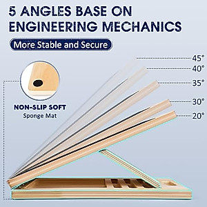 Norbase Portable Wooden Slant Board for Calf Stretching Squats Calf Stretcher Physical Therapy Equipment Adjustable Incline Board for Knees Ankle Heel Feet Leg