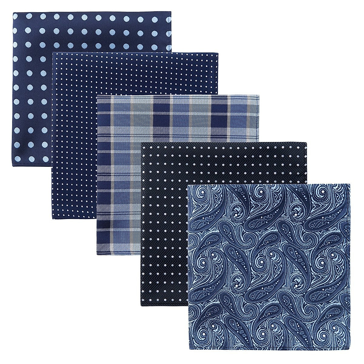 Retreez 5 Piece Assorted Woven Microfiber Premium Pocket Square Gift Box Set - Set 006