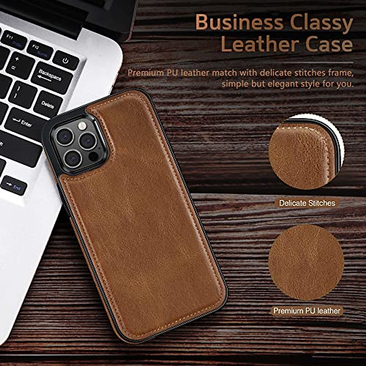 LOHASIC Compatible with Mag-Safe for iPhone 14 Pro Max Case, 2022 Classy Leather Magnets Soft Back Cover Shockproof Protective Phone Cases for iPhone 14 Pro Max 6.7 inch - Brown