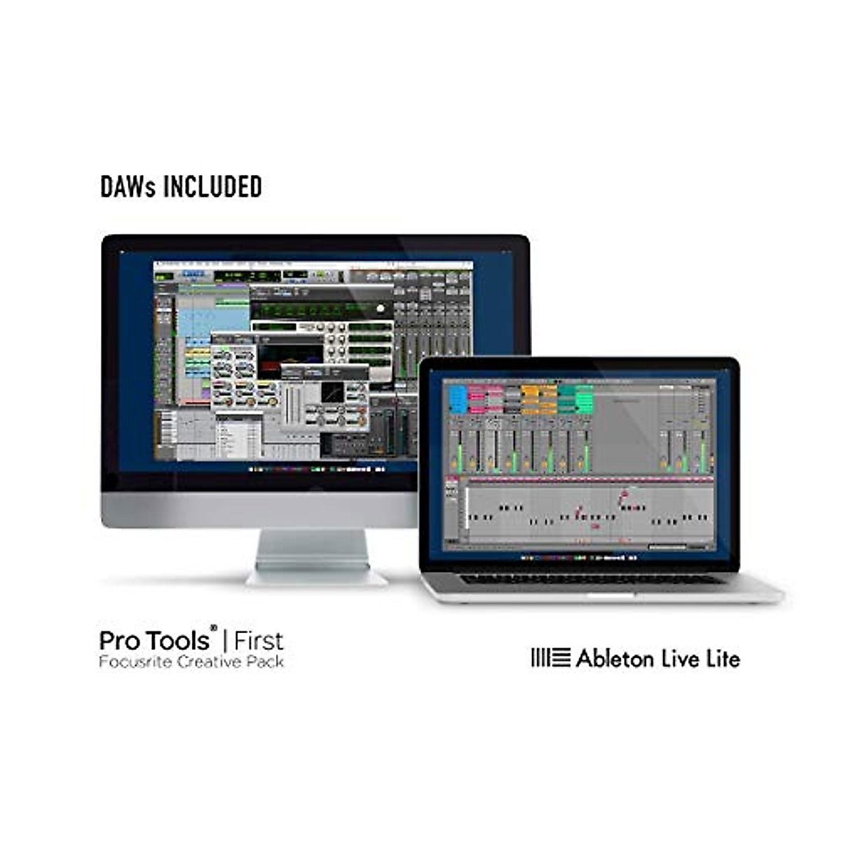 Focusrite Scarlett 2i2 2x2 USB Audio Interface Full Studio Bundle with Creative Music Production Software Kit and CR4-X Pair Studio Monitors and 1/4” Instrument Cables