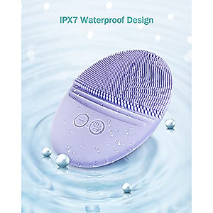 EZBASICS Facial Cleansing Brush Made with Ultra Hygienic Soft Silicone, Waterproof Sonic Vibrating Face Brush for Deep Cleansing, Gentle Exfoliating and Massaging, Inductive Charging (Violet)