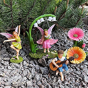 Mood Lab Fairy Garden - Dancing Swing Accessories Kit of 5 pcs - Miniature Garden Figurines Set - Outdoor or House Decor