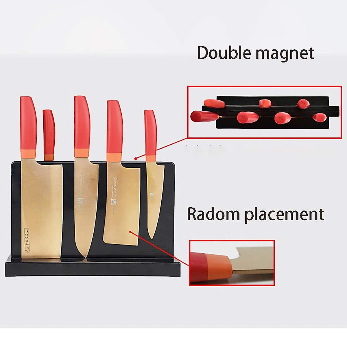 Colture Luxury Magnetic Knife Block Holder with Enhanced Double Side Magnets, Eco-Friendly ABS, Cutlery Display Stand and Storage Rack, Large Capacity, Easy to Reach, Easy to Clean (Color : Black)