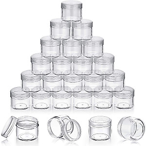 50 Pieces 20g Empty Clear Plastic Pot Jars with Lids Round Cosmetic Sample Containers Mini Travel Jars for Storage of Creams Lipsticks Ear Studs