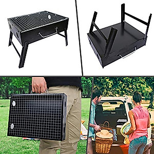 Stainless Steel Foldable Barbecue BBQ Grill, Portable Family Party Charcoal Smoker ,Camping Tabletop Grill,Outdoor BBQ for Picnic Garden Terrace Camping Travel 3.54''X13.78''X10.63''
