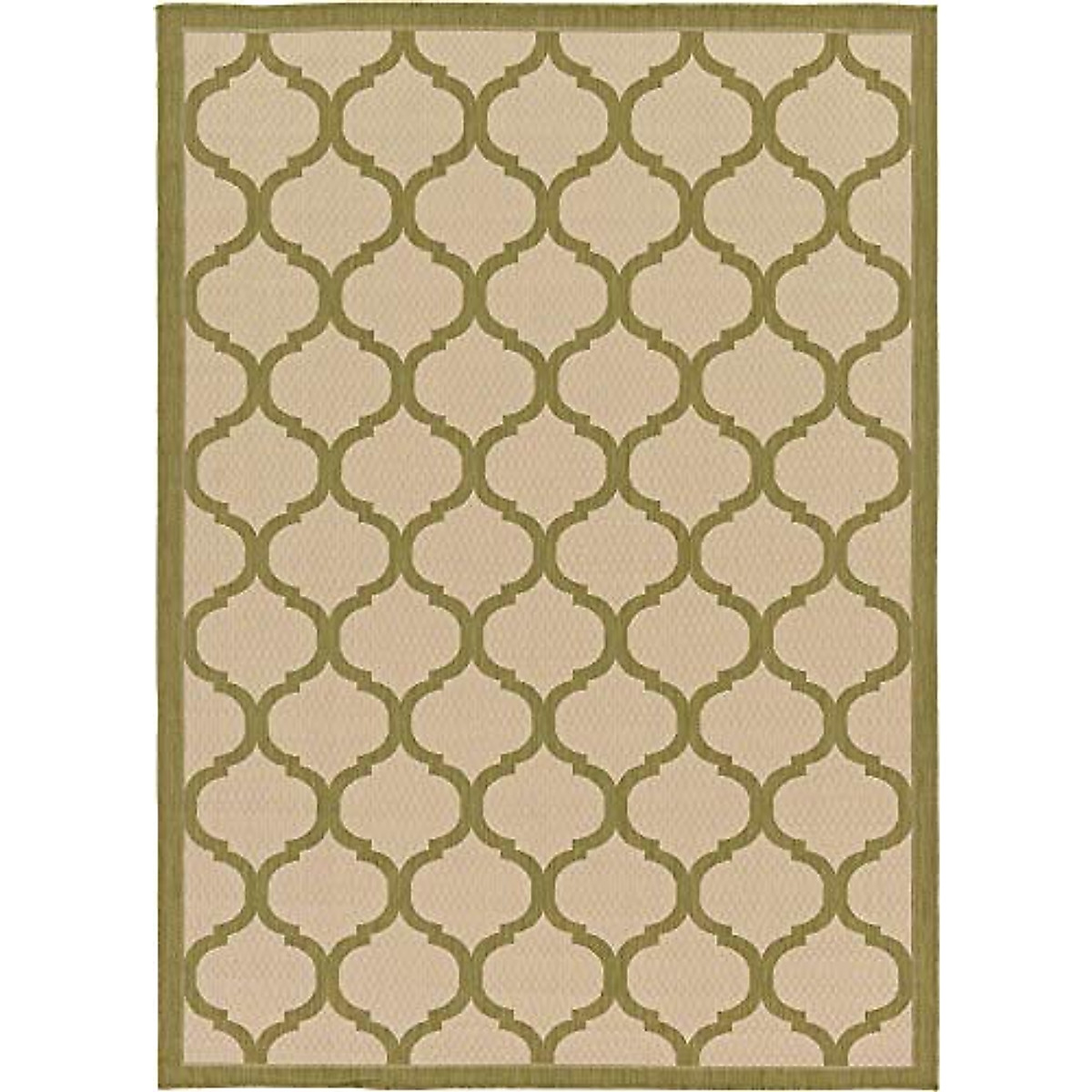 Unique Loom Outdoor Trellis Collection Area Rug - Moroccan (7' 1" x 10' Rectangle, Beige and Olive/ Beige)