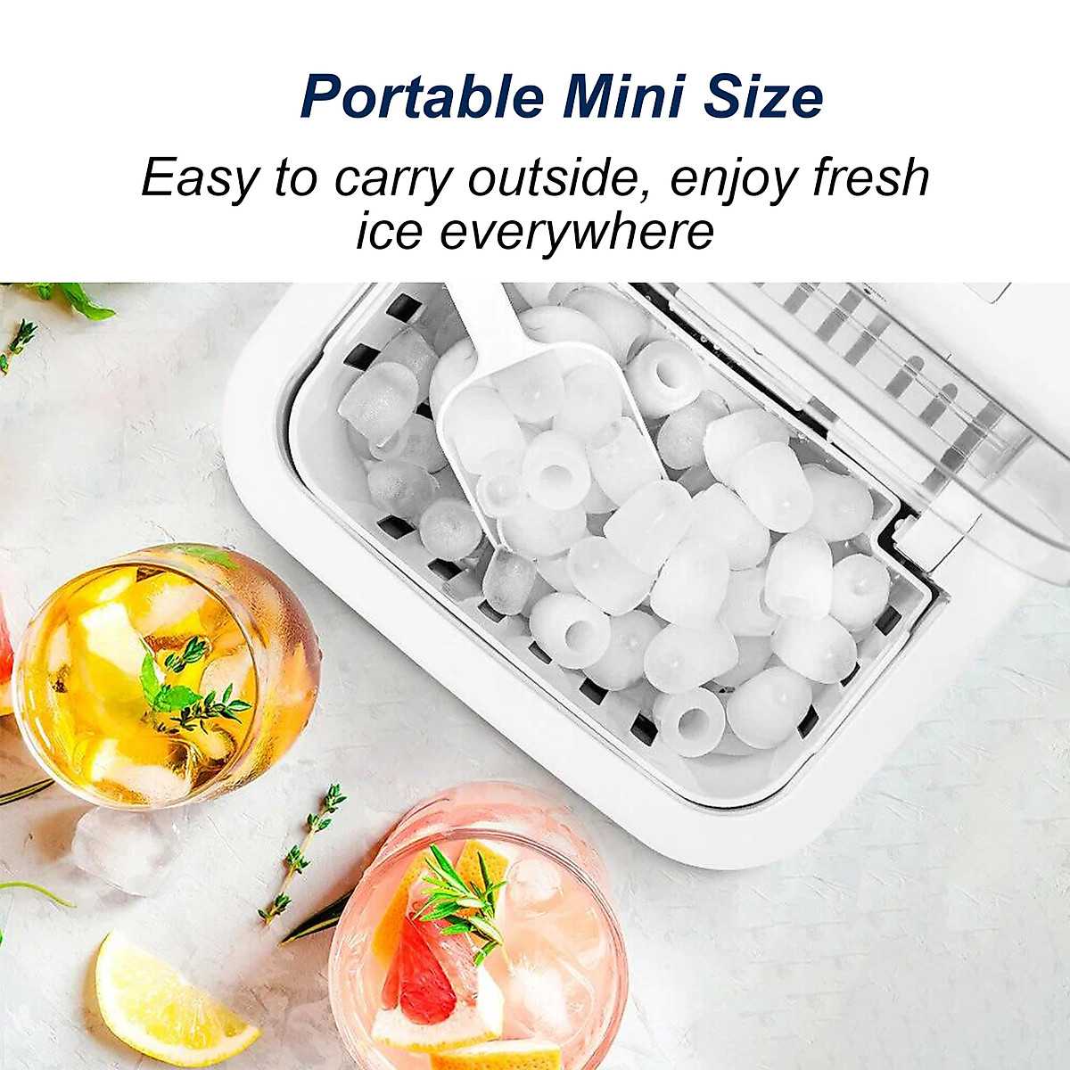 Countertop Ice Maker Machine - 6 Mins 9 Bullet Ice, 26.5lbs/24Hrs, Portable With Self-Cleaning, Scoop, and Basket (Black)