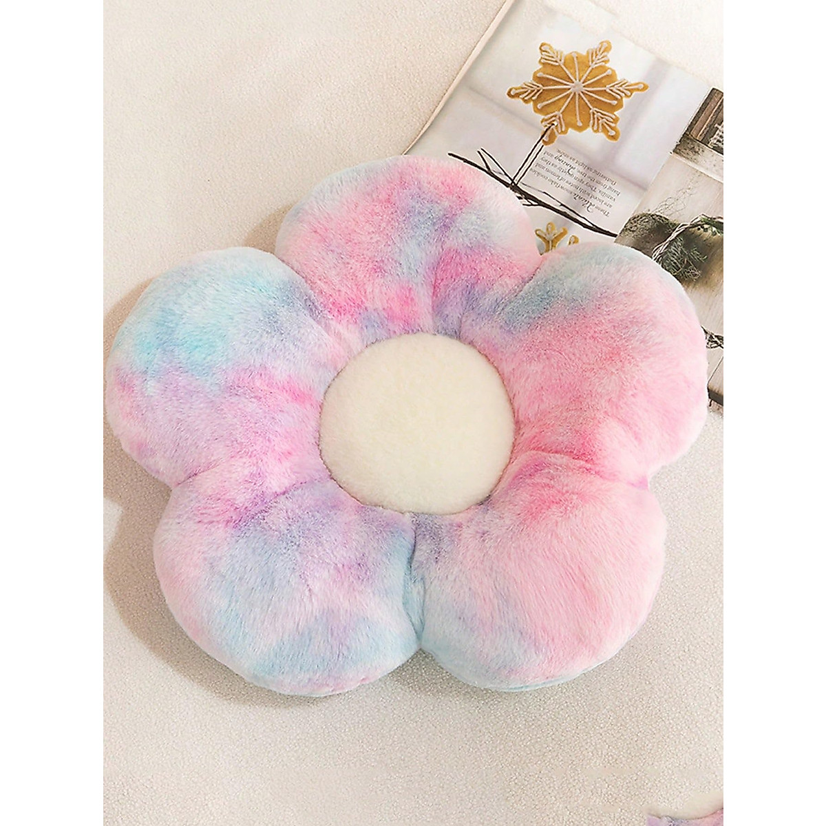 QWINEE Plush Pet Cat Bed Tie Dye Flower Design Cat Bed Warm Soft Dog Bed Mat Cosy Sleeping Bed for Small Medium Dog Puppy Kitten Kitty Coral Pink one-size
