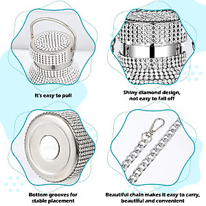 Diamond Water Bottle Bling Rhinestone Stainless Steel Thermal Bottle Refillable Insulated Glitter Water Jug with Chain for Women Girls Gifts(500 ml,Silver)