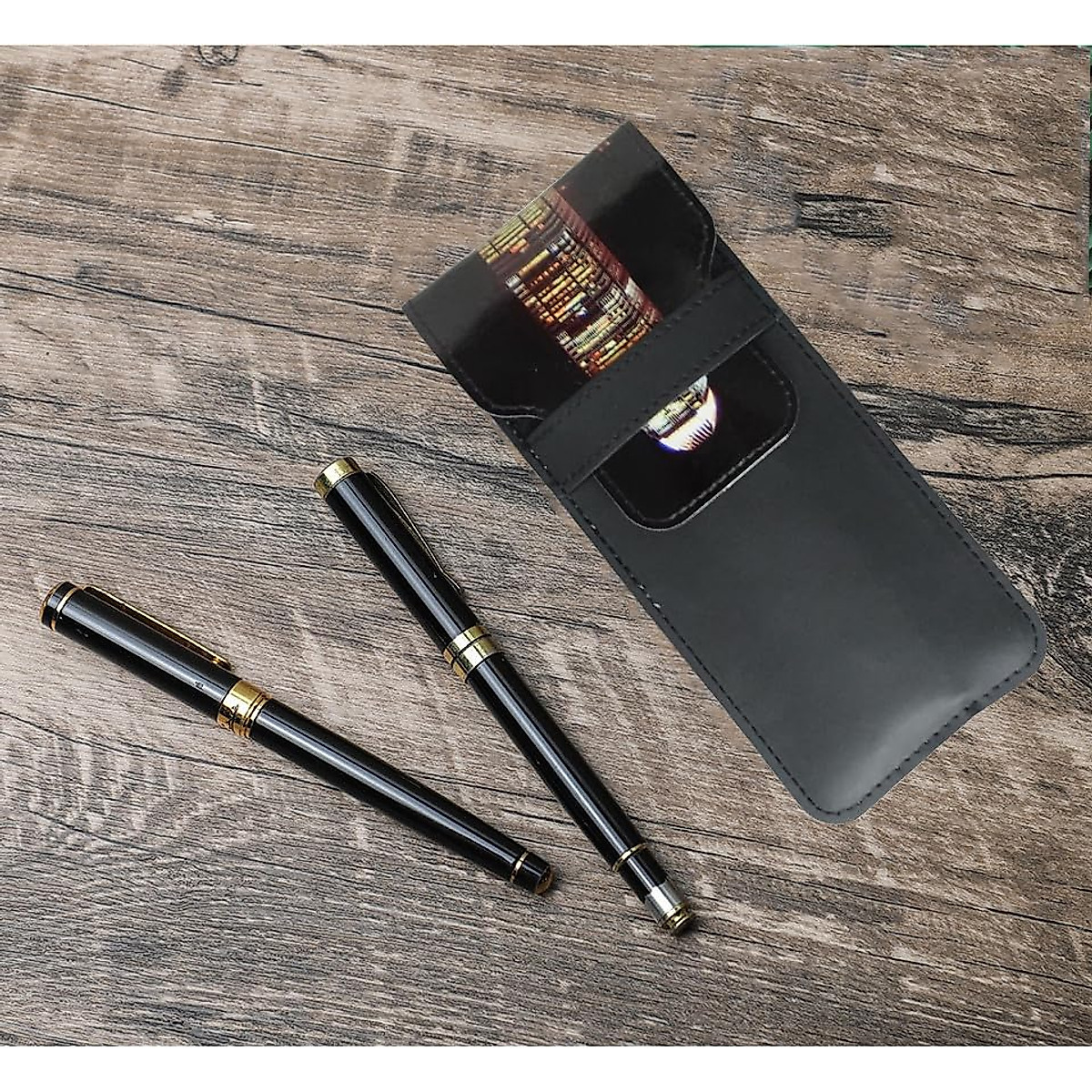 Yongkang Sublimation Pen Bag Pen Sleeve 3 Pieces (Blank Leather + Colored Leather) Capacity of 1-5 pens DIY Process (Black)