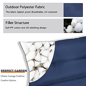 PERFECT GARDEN Chaise Lounge Cushion Outdoor Waterproof Patio Foldable Furniture Lounge Chair Cushions for Garden Patio Pool 76 * 23inch (Navy Blue, 2-Pcs Set)