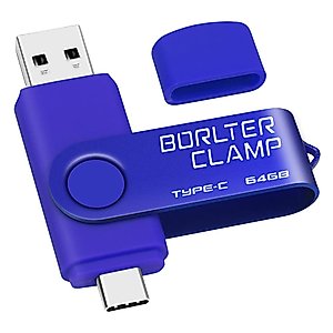64GB USB Type-C Flash Drive, BorlterClamp USB C 3.0 Jump Drive Memory Stick Dual Port for Android Smartphones Samsung Galaxy S10/S9/S8/Note 9, LG, Huawei, Tablets & Computer (Blue)