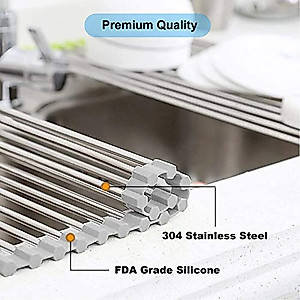 Over The Sink Dish Drying Rack Roll Up Stainless Steel Holder Cookie Bags for Packaging and Gift Giving Treat Bags for Bakery and Cookies Wrapper with Sticker and Ribbon