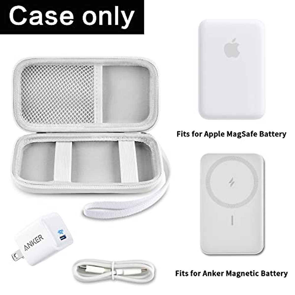 GWCASE Case Compatible with Apple for MagSafe Battery Pack Portable Charger. Power Bank Storage Holder for iPhone/for iPhone Pro 12 13, Battery Bank Bag Fits for 20W USB-C Power Adapter (Box Only)