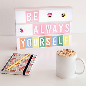 Pink Cinema Light Box with 400 Letters & Emojis & 2 Markers - BONNYCO | Led Light Box Home, Office & Room Decor | Light Up Sign Letters Board Gifts for Women & Girls Christmas & Birthdays | Pink Decor