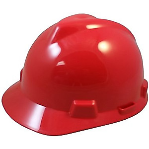 MSA V Cap Style Hard Hats w/FasTrac III Suspensions and Handy Tote Bag - Red