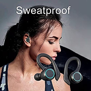 Lopnord Wireless Earbuds Bluetooth Headphones with Charging Case, IPX7 Waterproof Sports True Wireless Earbuds with Ear Hook, Earbuds Noise Cancelling with Microphone for Outdoor Running