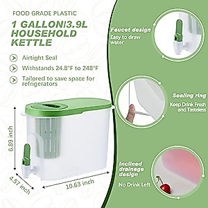 2 Pcs Cold Brew Maker 1 Gallon Plastic Cold Brew Coffee Maker and 2 Filter Infuser Beverage Drink Dispensers for Parties Cold Brew Pitcher with Spigot Juice Containers for Water (Green)