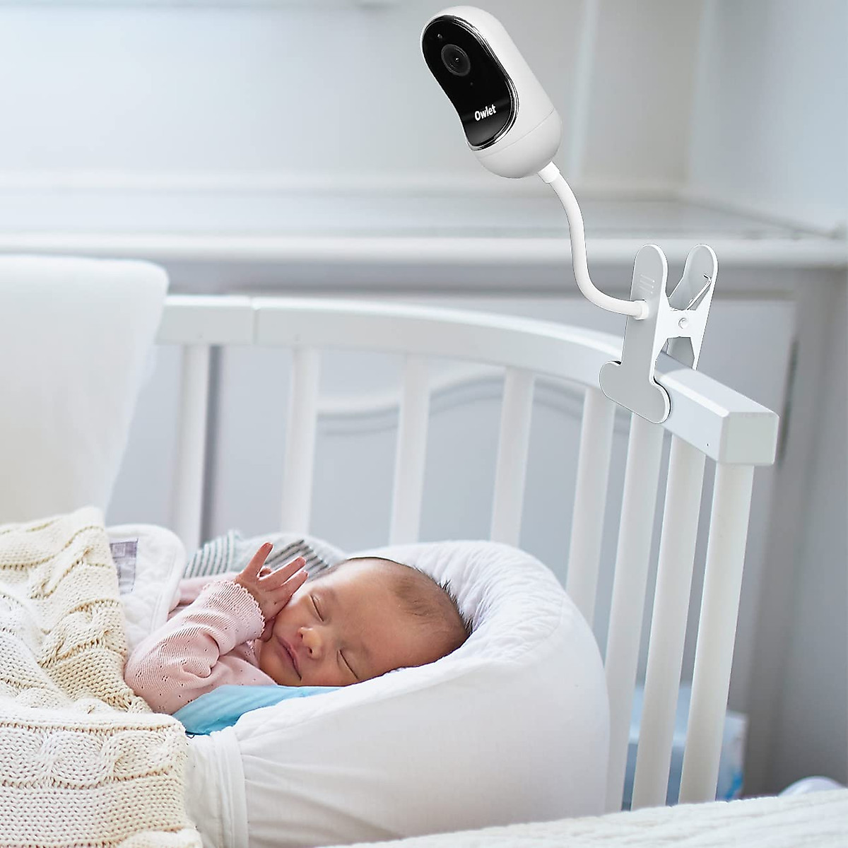 oioaahkeo Baby Monitor Mount, Adjustable Clip Mount for Owlet Duo Baby Monitor, Motorola Baby Monitor, Owlet Cam and VTech VM901 (White)(Not for Owlet Cam2)