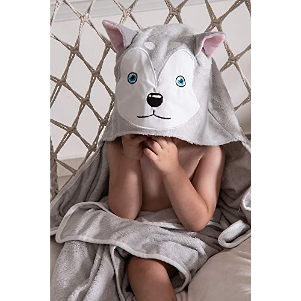 BabyZor Extra Soft Baby Hooded Bath Towel & Washcloth Shower Gift Set, Organic Hypoallergenic Bamboo Large Fibers 48x30 | for Newborn, Infant, Toddler & Kids (Grey)