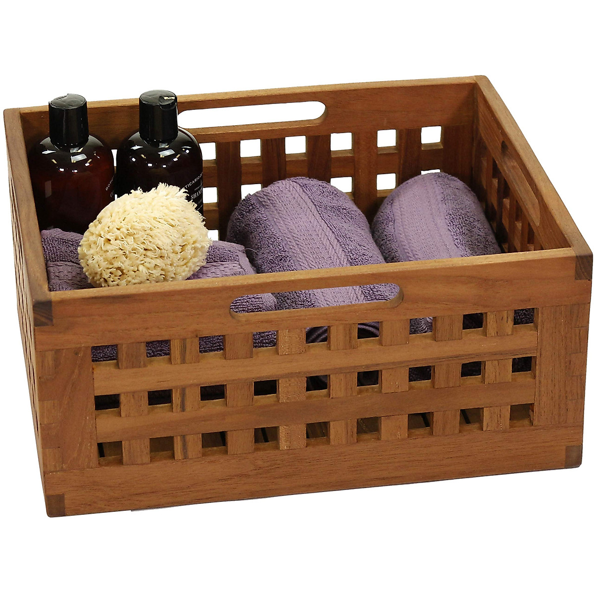 AquaTeak Grate Medium Size Teak Storage Bin