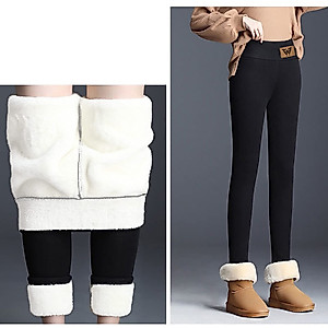 Fleece Lined Leggings Women Warm Thermal Legging Winter Pants Cold Weather Thick Velvet Tights Comfy Sherpa Snow Pants