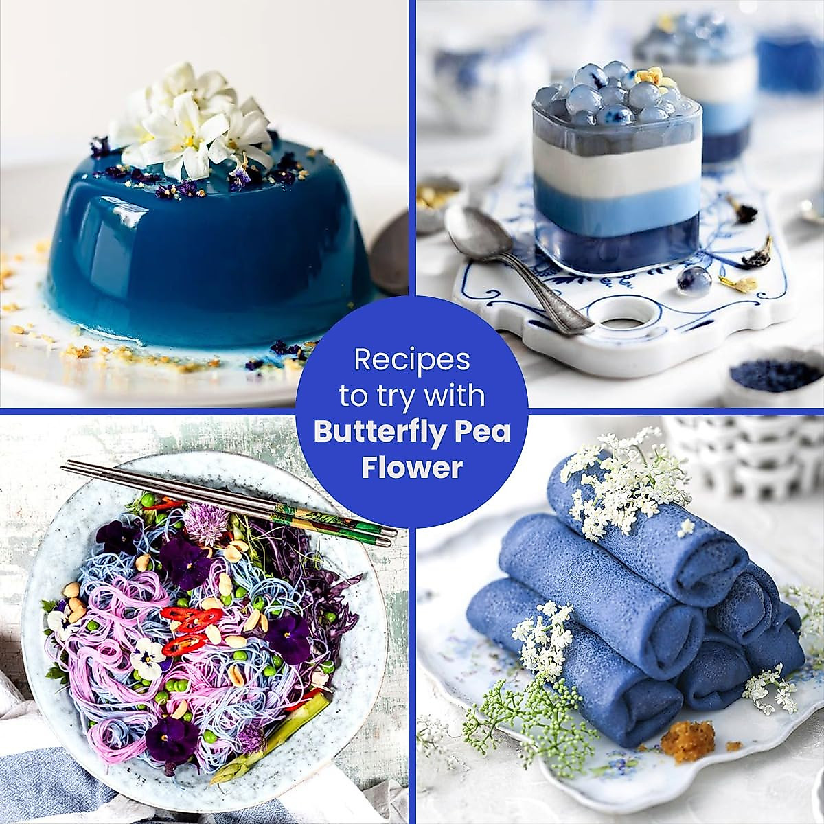 BLUE TEA - Butterfly Pea Flower Herbal Tea (1.76 Oz) | DETOX TEA | Iced Teas, Coolers, Cocktails | Caffeine Free - Gluten Free - Non-GMO | Pet Jar Pack