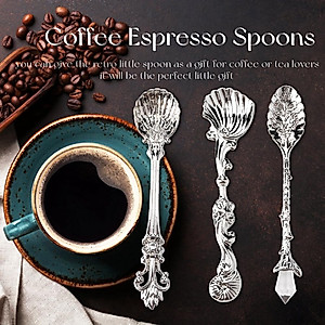 6PCS Coffee Spoons, Tiny Spoons Vintage Carved Coffee Spoon Creative Tableware Espresso Spoons Small Tea Spoons Mixing Spoons Mini Dessert Spoons Teaspoons Candy Spoons Cocktail Spoon for Coffee Bar