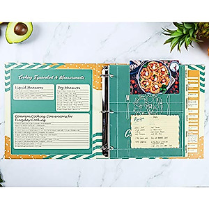 Recipe Binder Kit with Cards - 3 Ring Full Page Recipe Book Binder 8.5"x11", 60 4X6 Recipe Cards, Card Protectors, Dividers and Labels for Family Recipe Organizer, Cook with Love Design