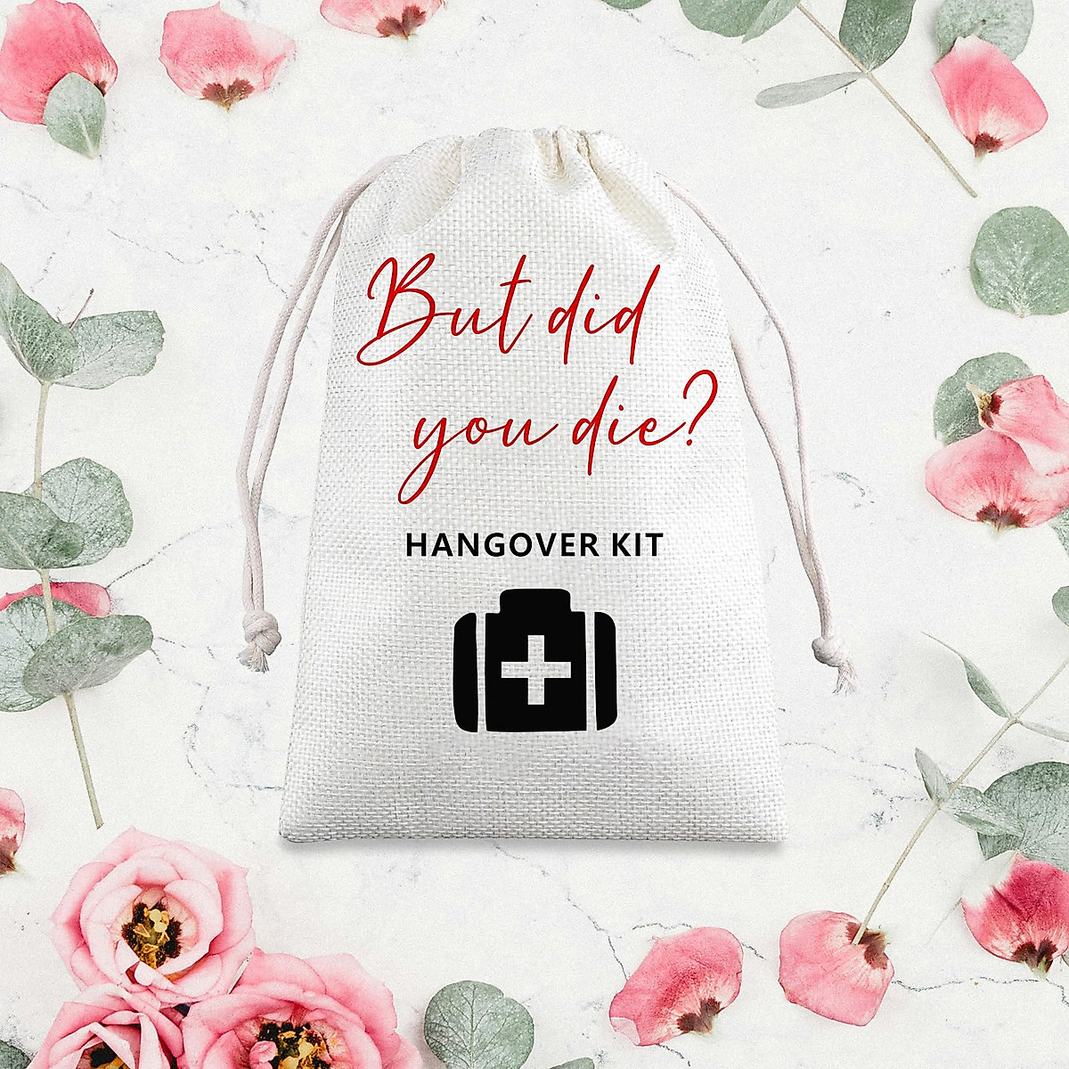 5 Pack But Did You Die Hangover Kit Bags Wedding Emergency Kit Bags Bridesmaid Survival Kit Bag With Drawstring for Wedding Bridal Bachelorette Party Bridal Shower Bachelor Party