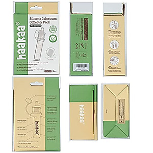 haakaa Colostrum Collector with Storage Case Set, Included 1 pc Reusable Cotton Wipe and Storage Box (0.1oz/4ml, 6 pcs)