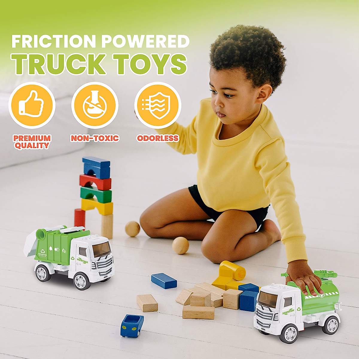 KIDSTHRILL Small Toy Garbage Truck Toys for Boys & Girls Aged 3-12 – 4pcs Set with Different Models, Garbage Truck Trash Truck & Dump Truck