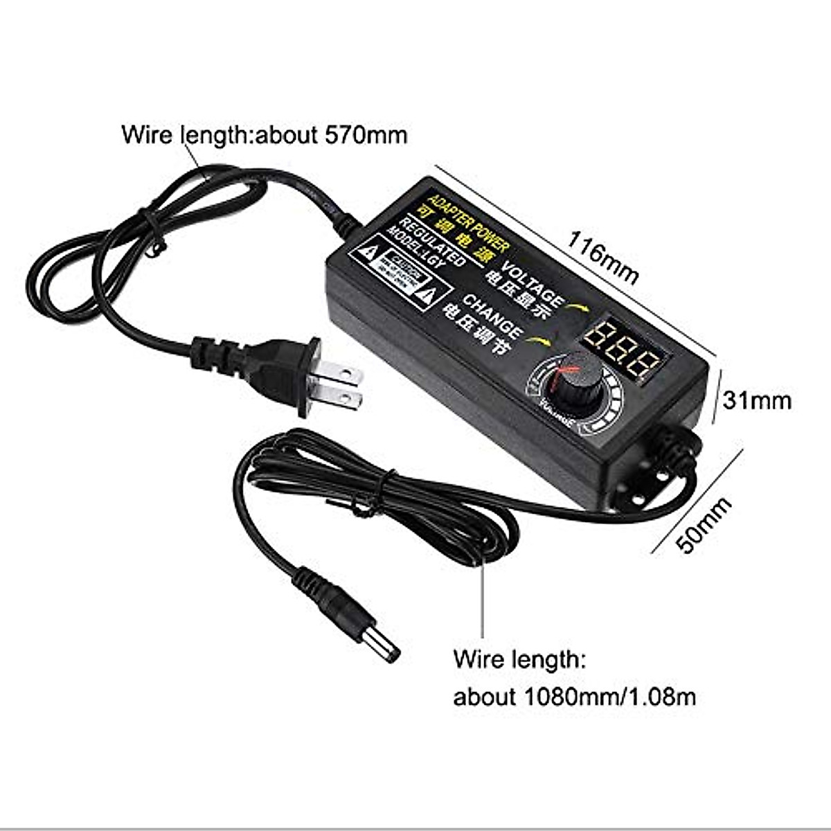 Adjustable AC/DC Switching Power Adapter Variable Voltage DC5525 Power Supply 4-24V 4V 9V 12v 14V 15V 18V 24V 2A 48W Speed Control Volt for Electric Fan Drill Motor Speed Controller Arduino