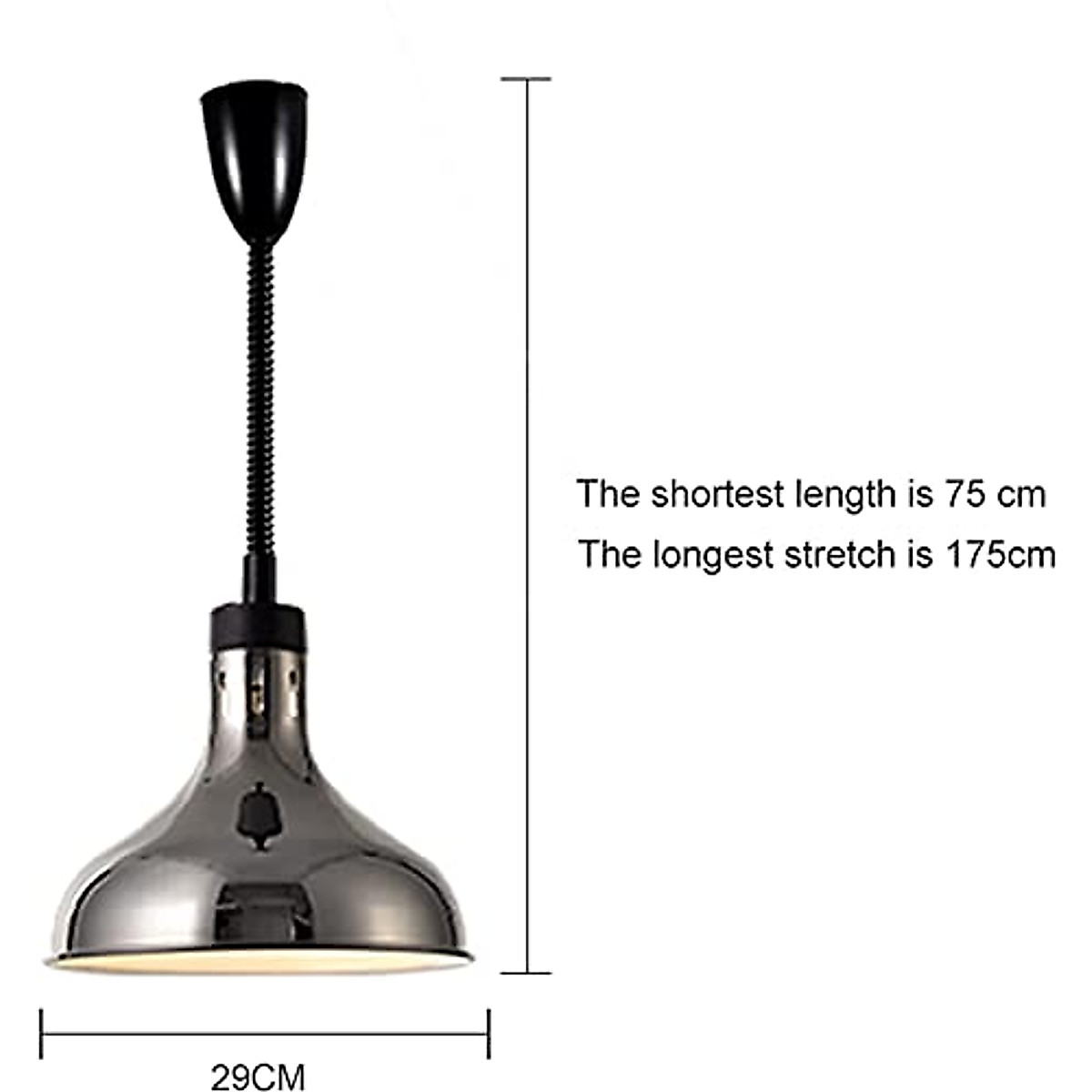 Food Heating Warmer Lamp Restaurant Heating Lamp, Food Warmer for Parties, Telescopic Heating Lamps for Buffet Kitchen Restaurant Adjustable Height.75-165cm (Color : Stainless Steel Color, Size : 3p