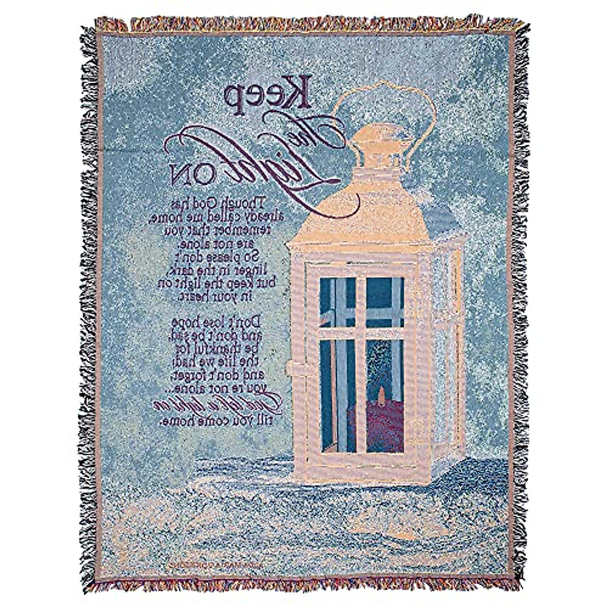 Dicksons Keep The Light on Lantern on Red 52 x 68 All Cotton Tapestry Throw Blanket
