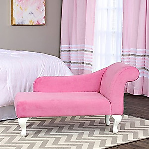 HomePop Youth Chaise Lounge, Pink Velvet