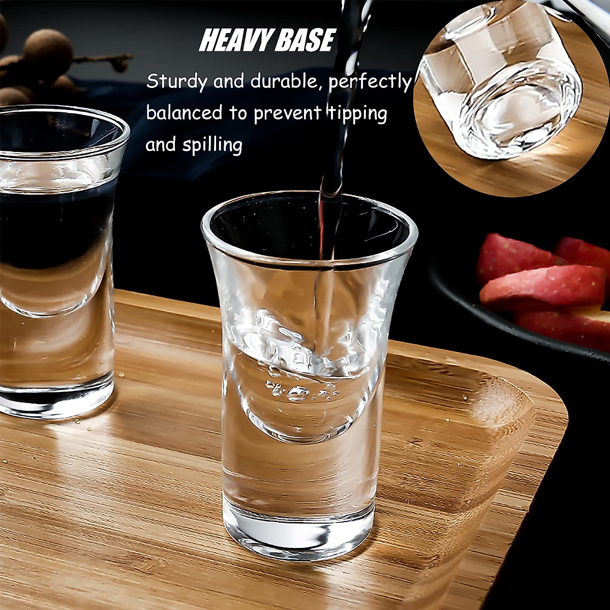 TSONCR Shot Glasses with Heavy Base, 1 oz Tequila Shot Glasses Set of 4, Clear Shot Glasses Bulk, Small Glass Shot Cups for Vodka, Whiskey, Tequila, Espresso, Liquor (4 Pack)